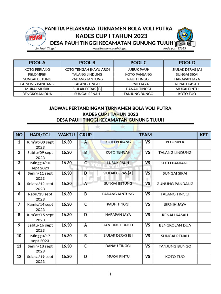Jadwal Pertandingan | PDF