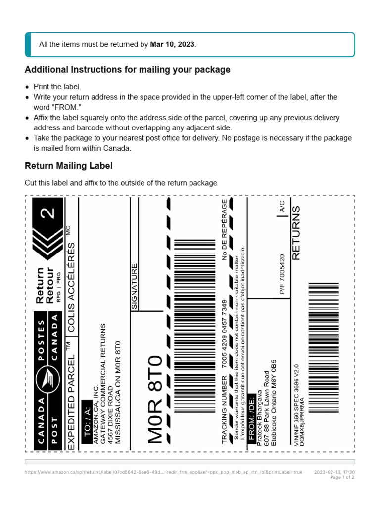 Online Return Center 2 | PDF