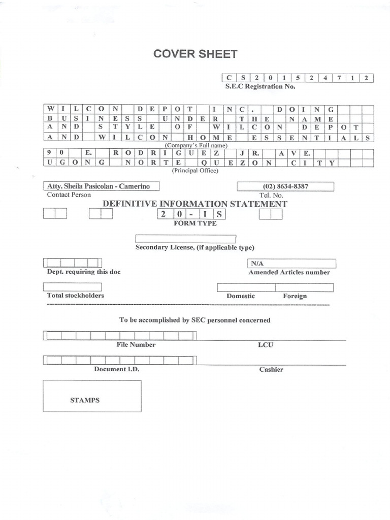 WLCON 20 Is Definitive Information Statement 2023 ASM | PDF