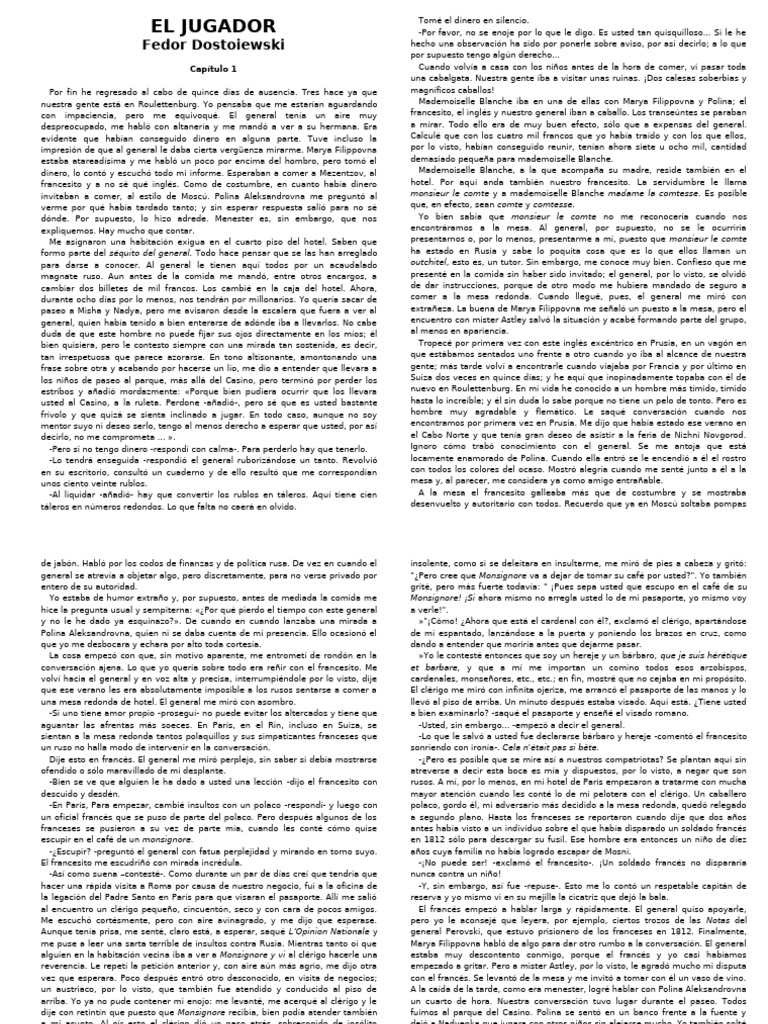 DOSTOIEWSKI, FEDOR - El Jugador (FL) | PDF