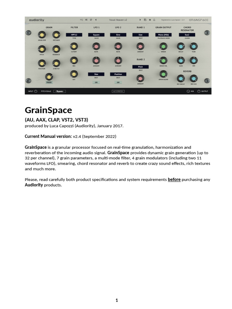 Audiority GrainSpace Manual | PDF | Computing | Computers