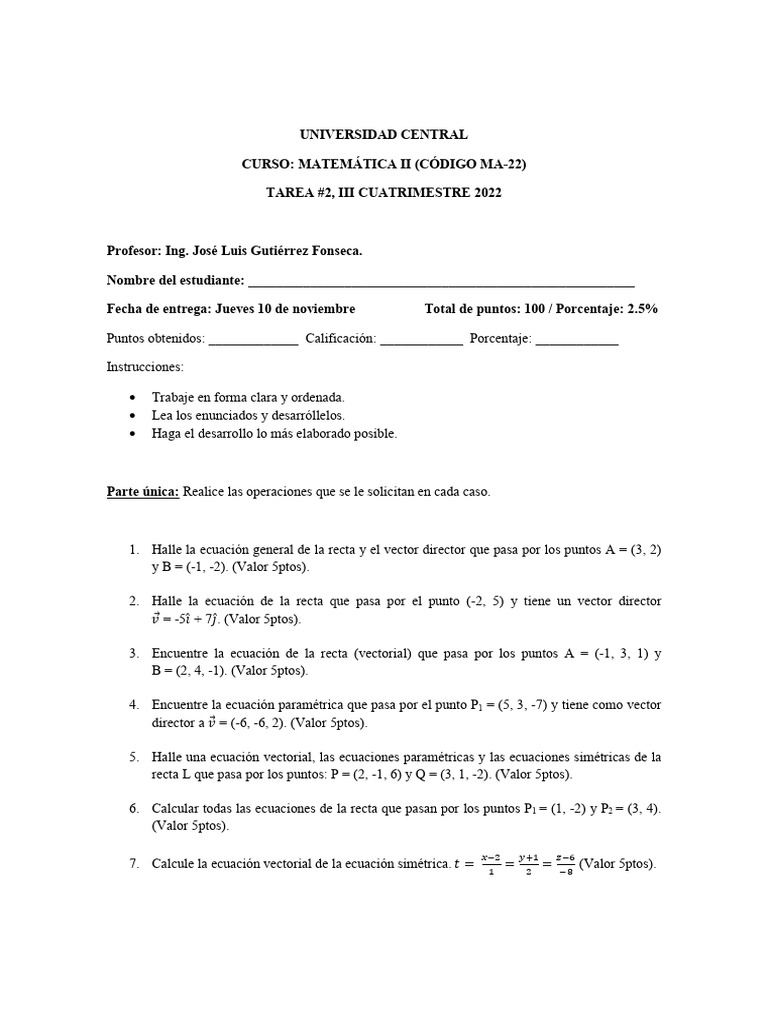 Tarea #2 - Matemática II | PDF
