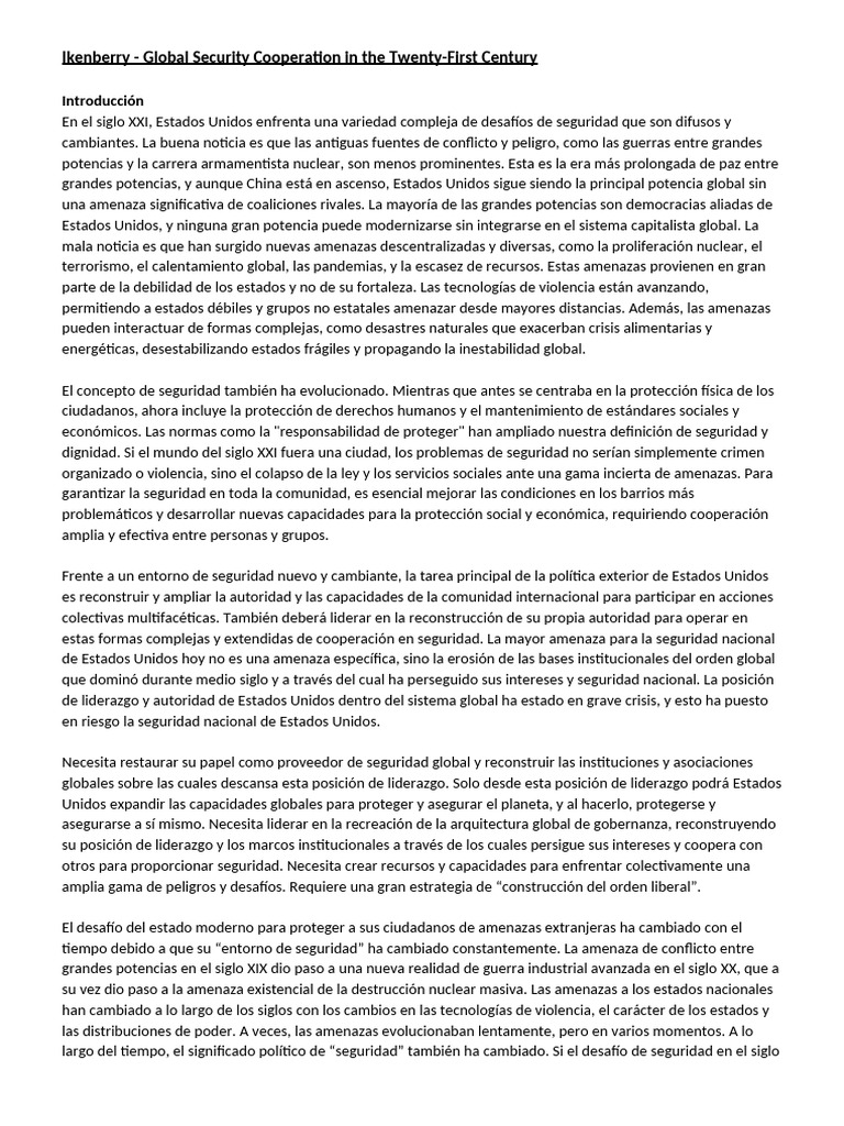 Ikenberry - Global Security Cooperation in The Twenty-First Century ...