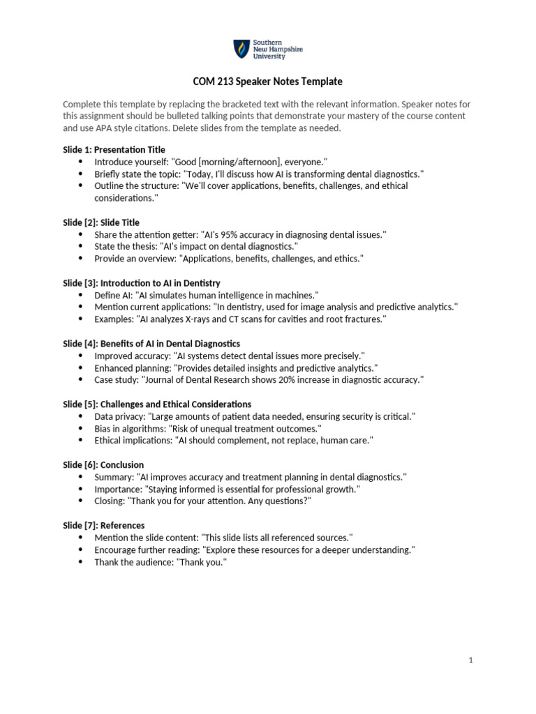 Presentation Speaker Notes | PDF