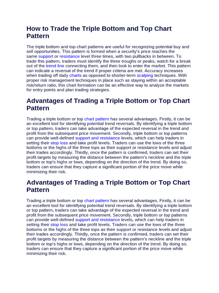How To Trade The Triple Bottom and Top Chart Pattern | PDF