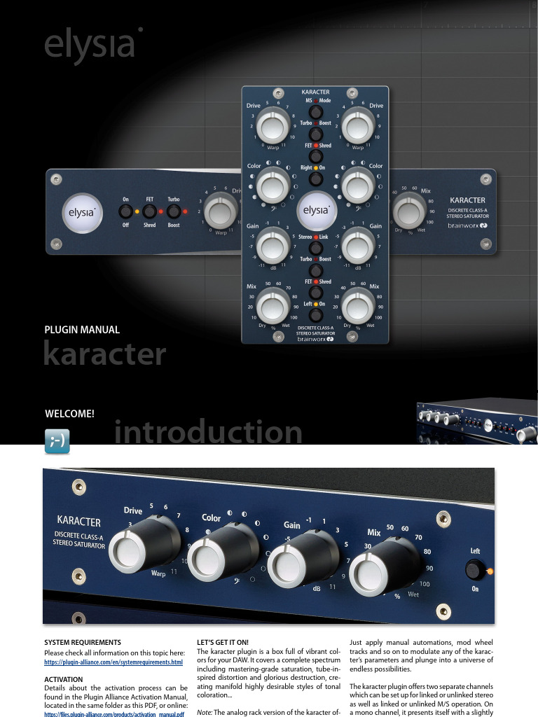 Elysia Karacter Manual | PDF | Distortion | Sampling (Signal Processing)