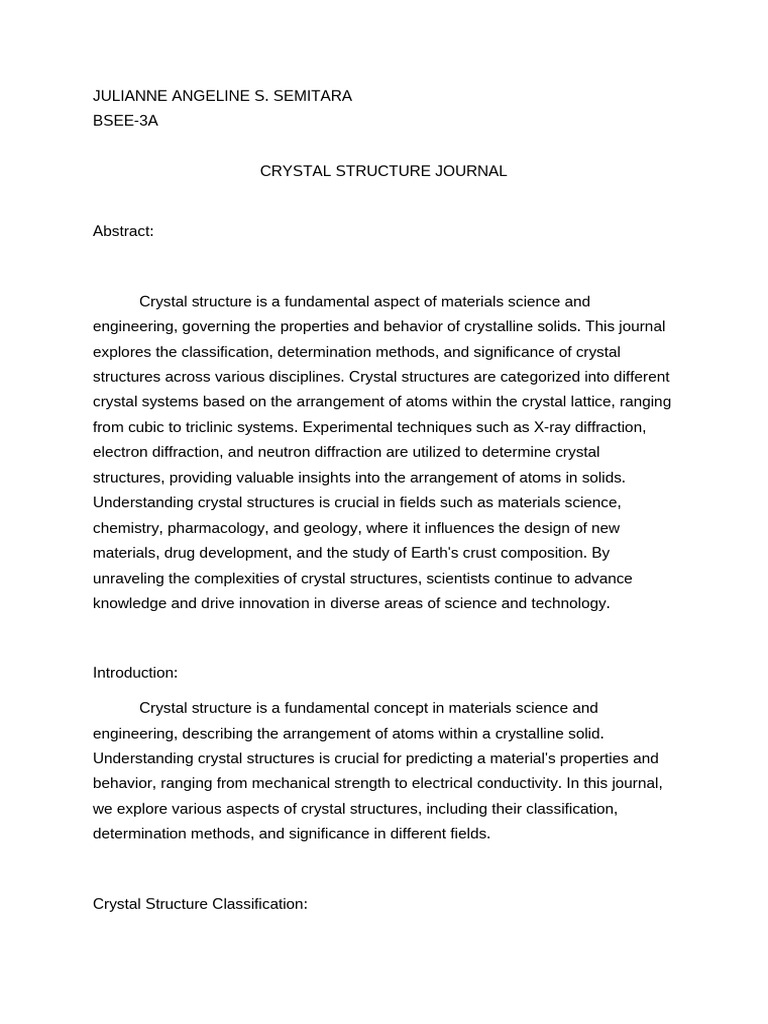 Crystal Structures | PDF | Crystal Structure | Crystal