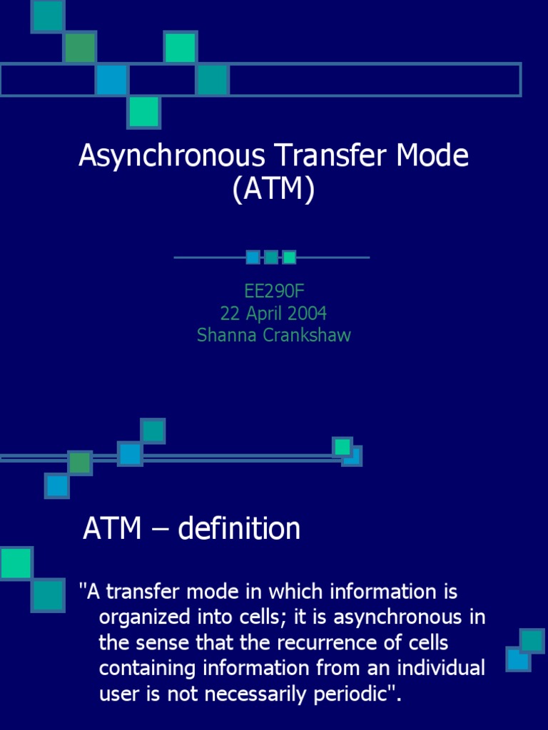 Asynchronous Transfer Mode (ATM) : EE290F 22 April 2004 Shanna ...