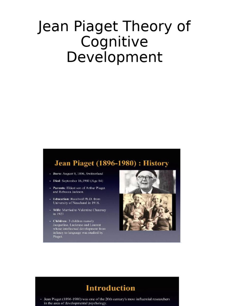 Jean Piaget Theory of Cognitive Development | PDF