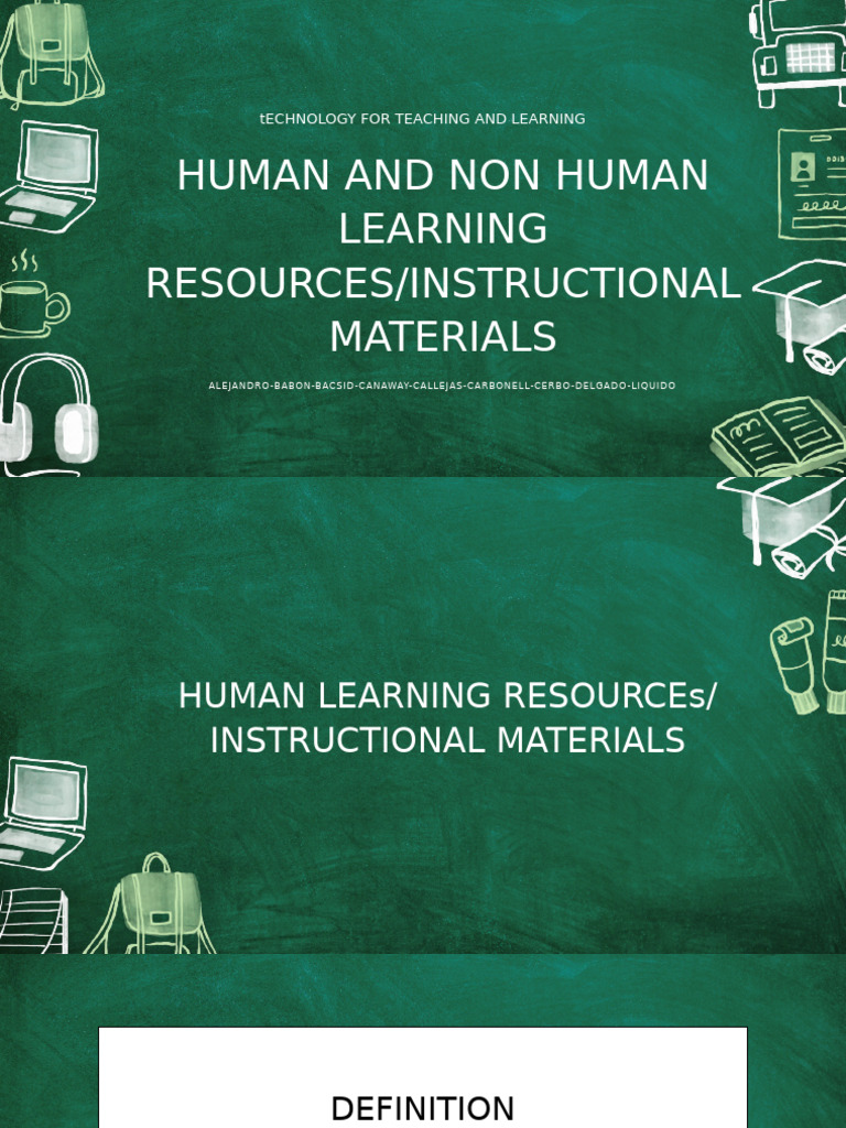 Human and Non Human Learning Resourcesinstructional Materials TTL | PDF