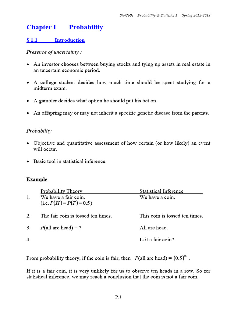 Stat2601 Chapter1 | PDF