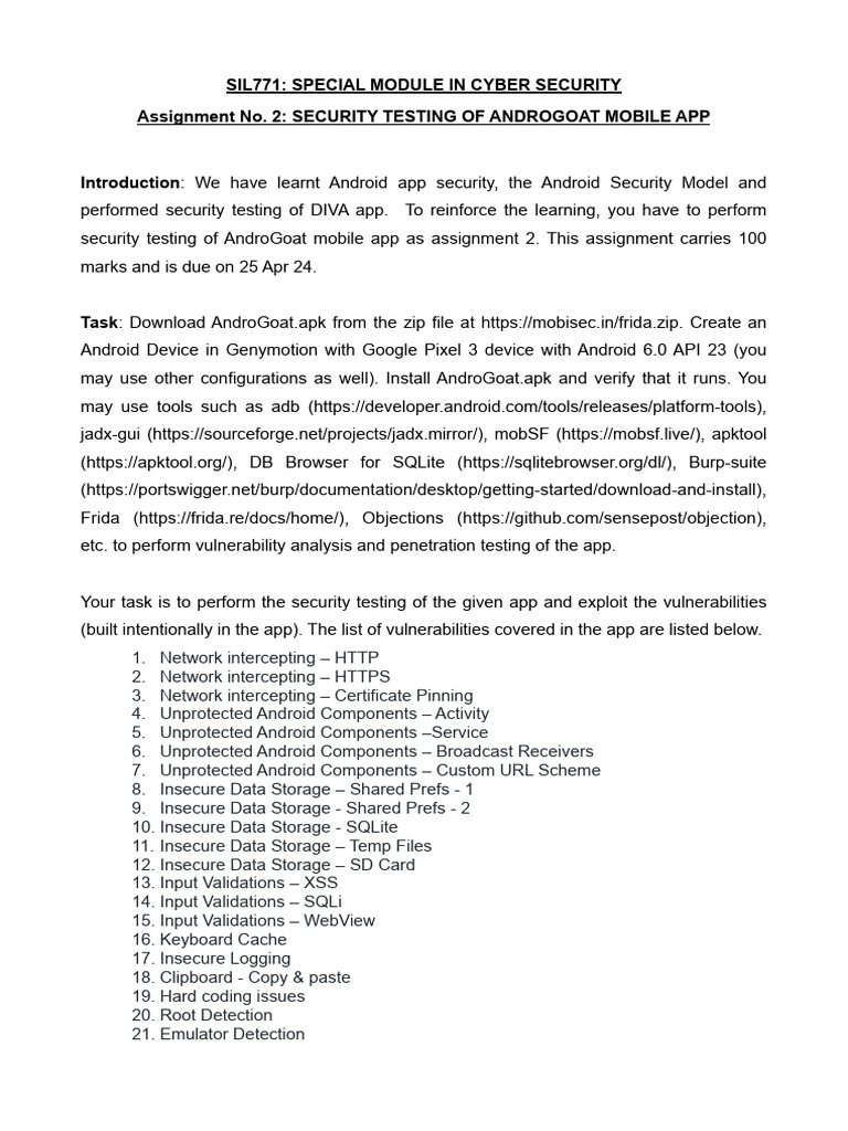 Assignment2 Androguard VAPT | PDF
