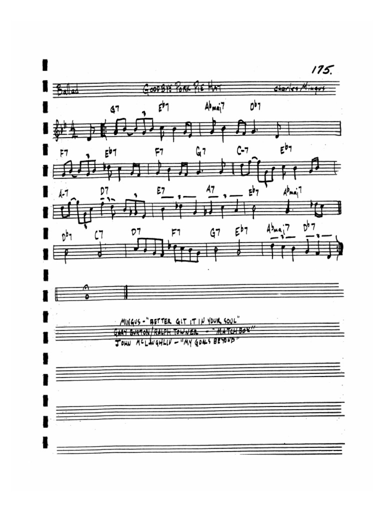 Goodbye Pork Pie Hat BB Leadsheet | PDF