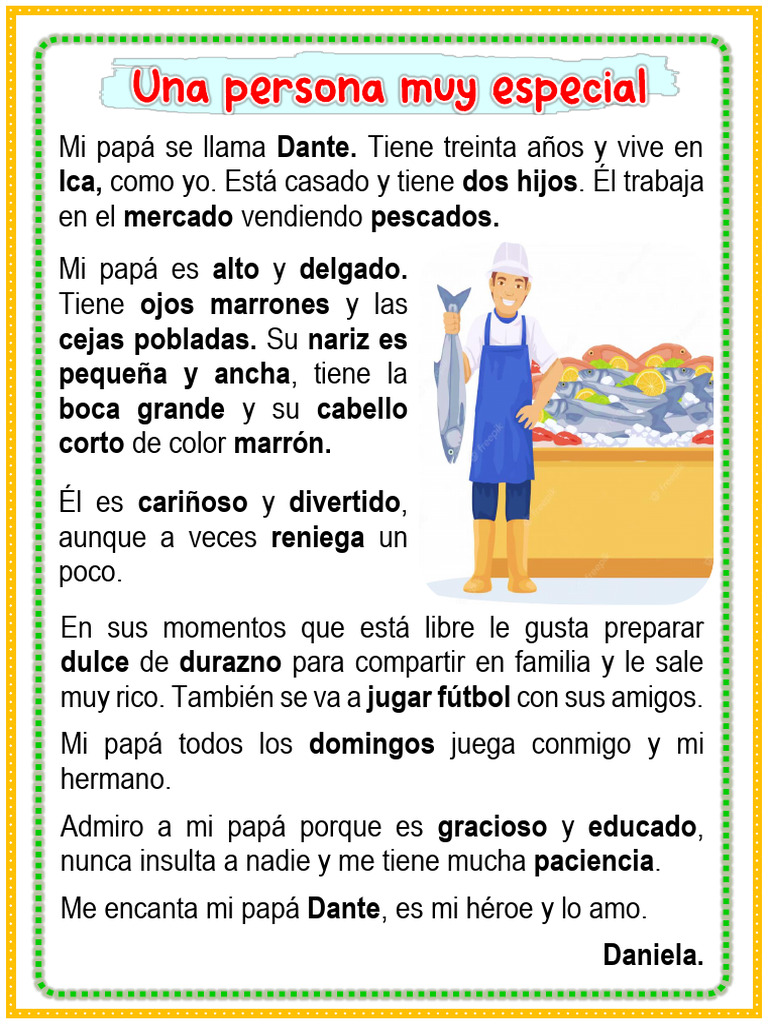 Ficha Descripción A Papá de Daniela Maestra Janet | PDF