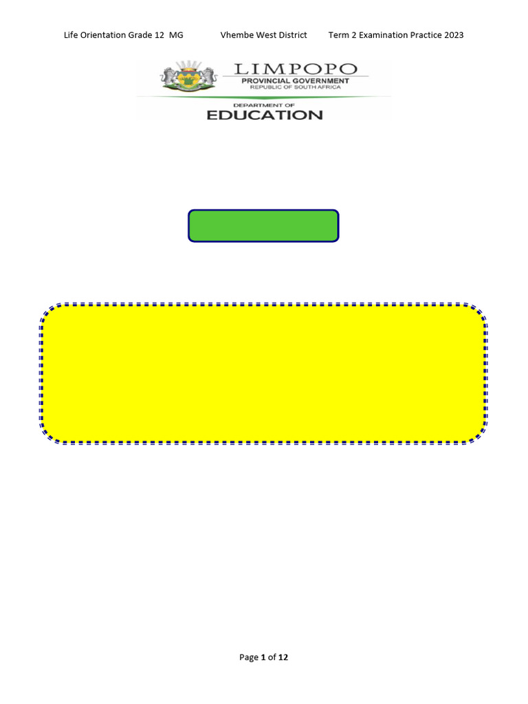 2023 LO Grade 12 Term 2 MG | PDF | Water | Career & Growth