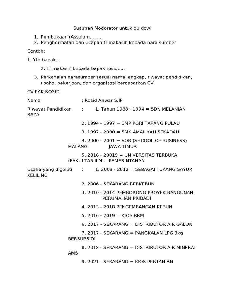 Moderator Untup Pak Rosid | PDF