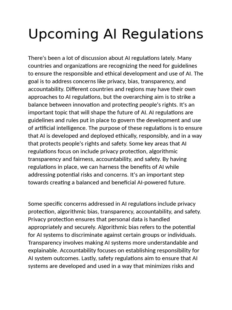Upcoming AI Regulations | PDF