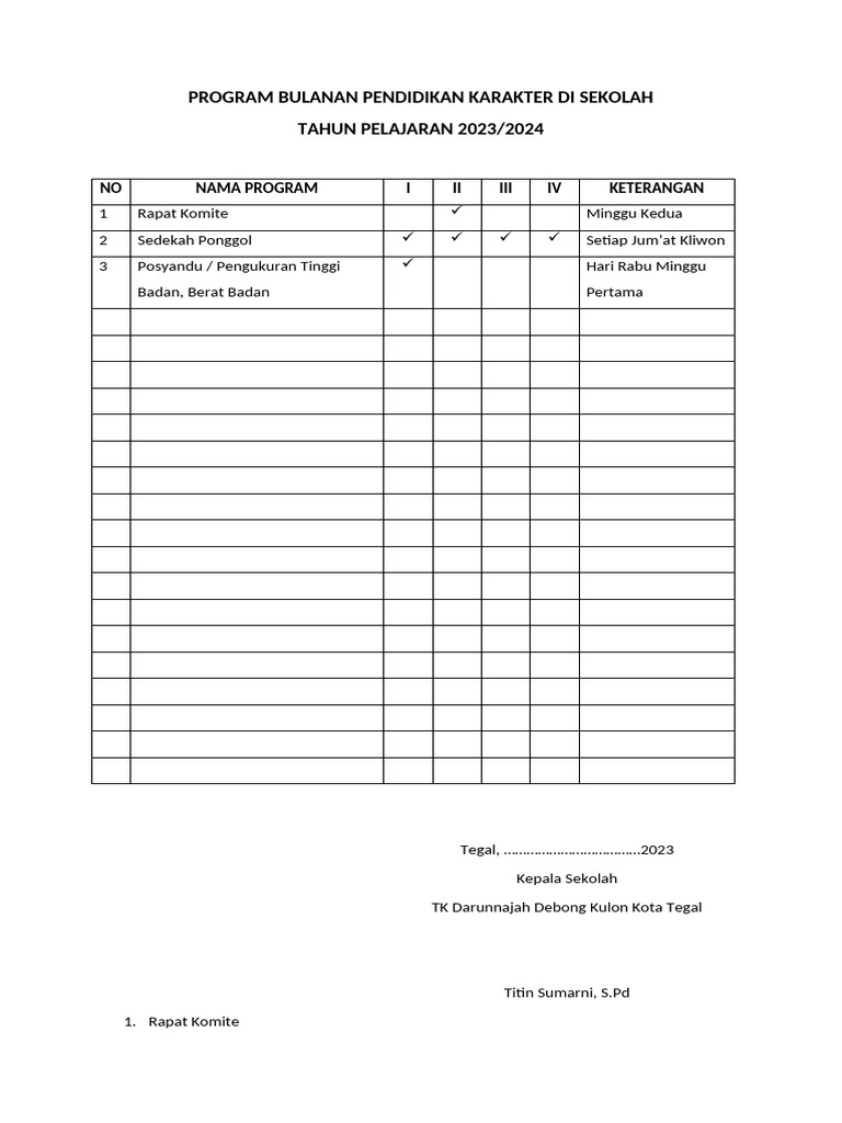 Program Bulanan | PDF