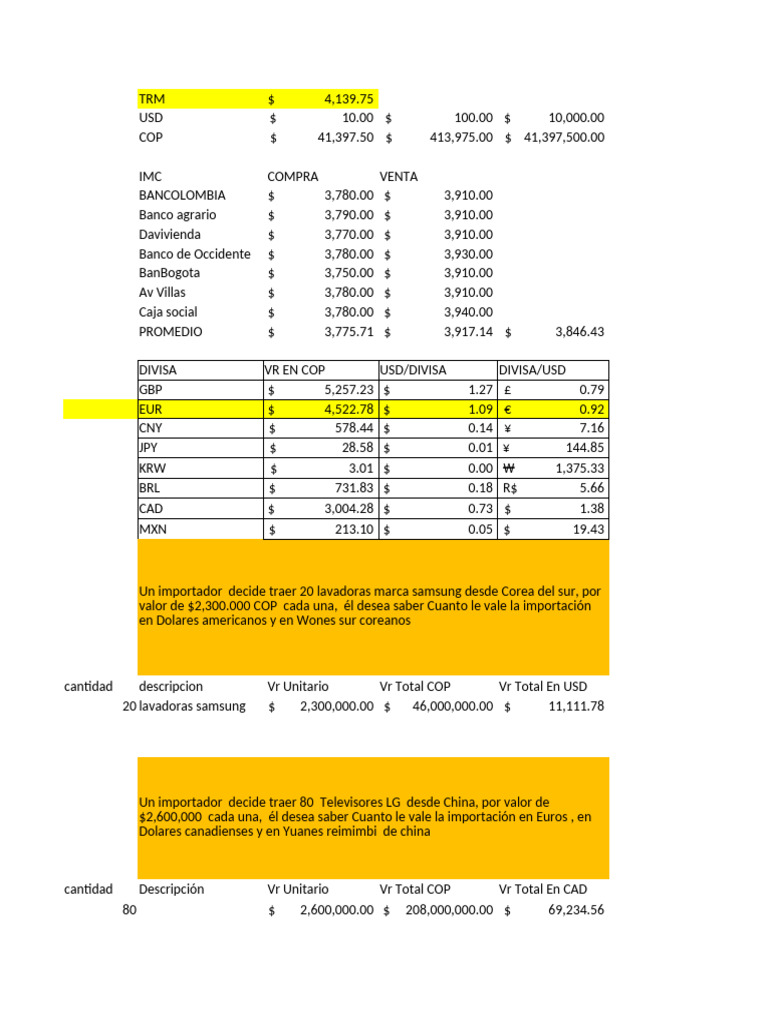Ejercicios de Divisas | PDF