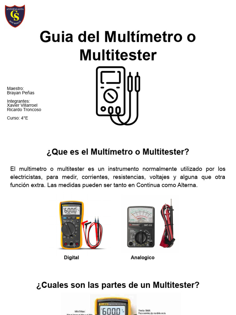 Guía Del Multímetro | PDF | Corriente eléctrica | Métodos y materiales de enseñanza