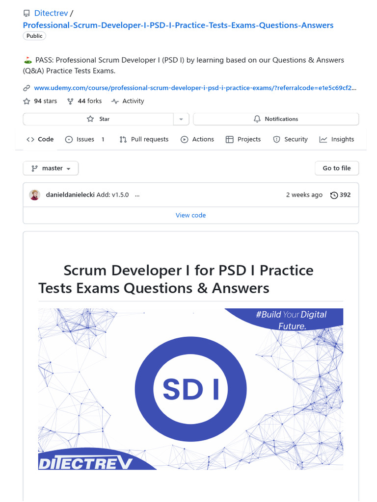 GitHub - Ditectrev - Professional-Scrum-Developer-I-PSD | PDF