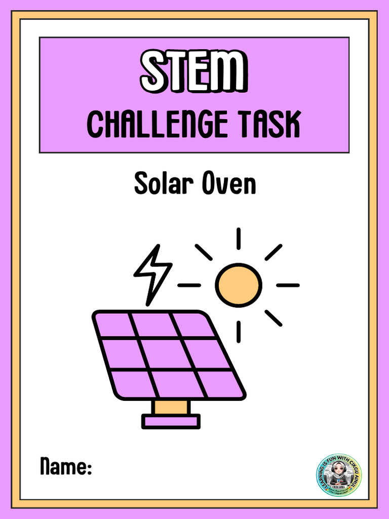 Solar Oven STEM Challenge Worksheet in Purple Orange Minimalist Style ...