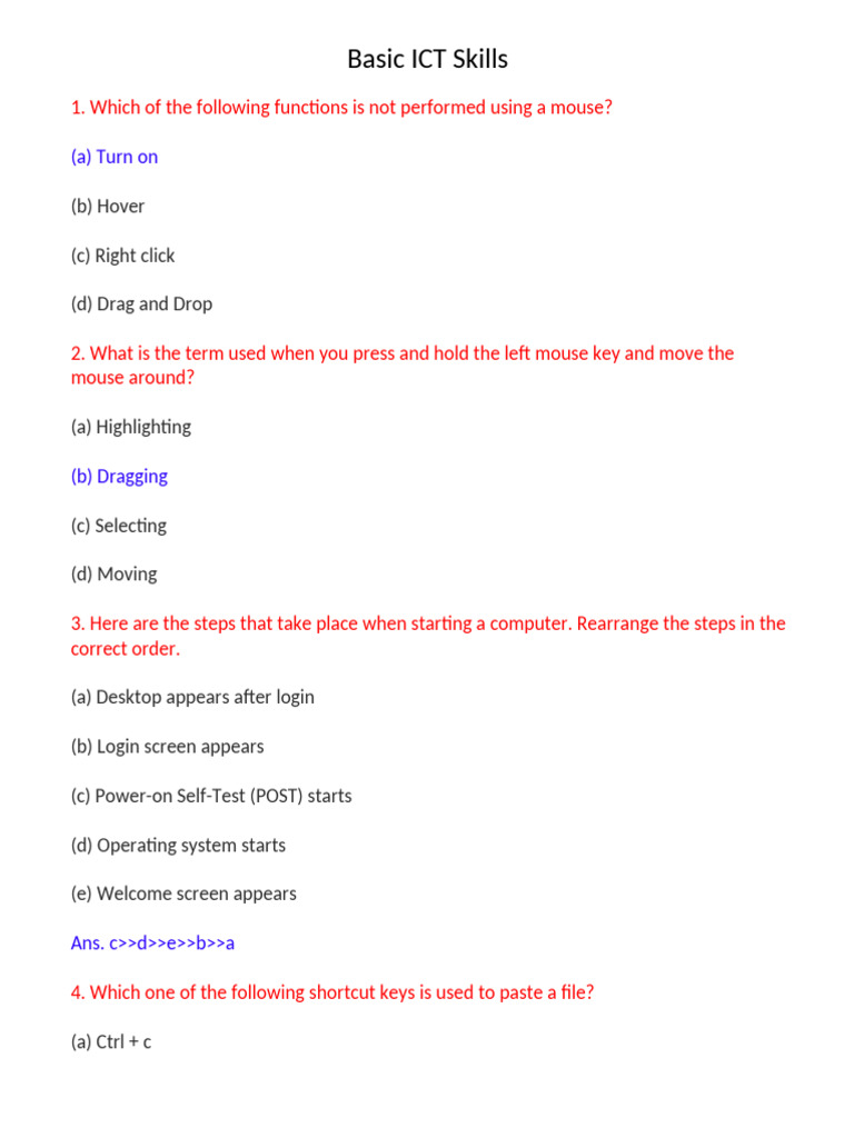 Basic ICT Skills-Notes | PDF