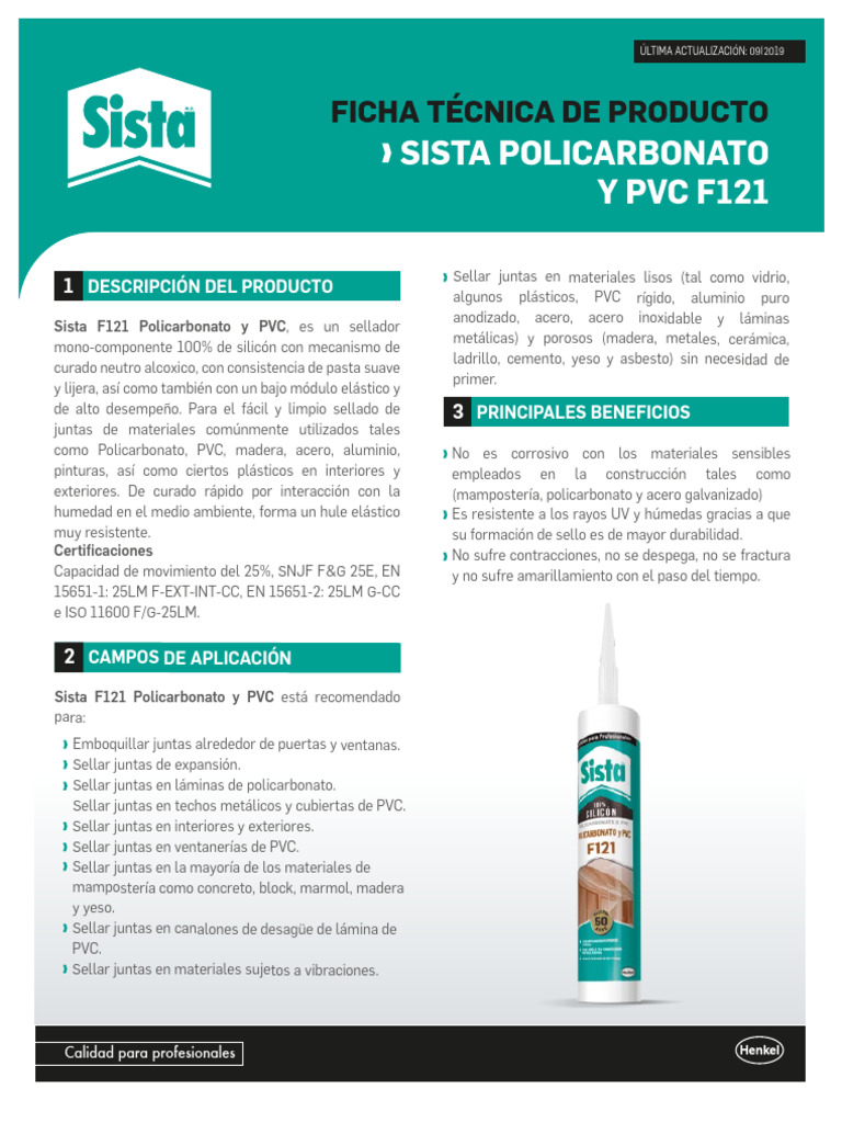 2024mx Sista Ficha Sista f121 Policarbonato y PVC | PDF