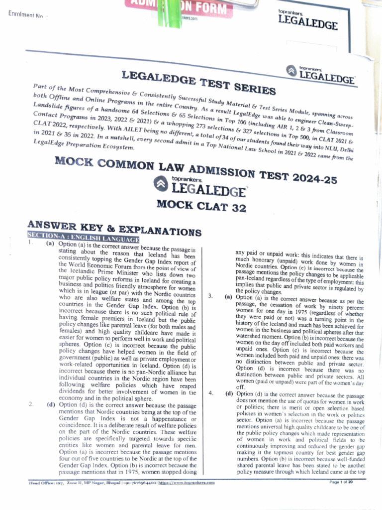 Mock 32 Answer Key - 240721 - 165744 | PDF