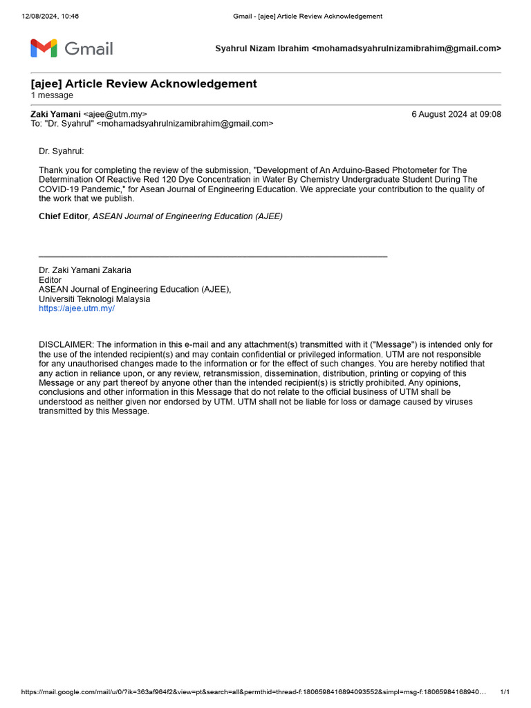 Gmail - (Ajee) Article Review Acknowledgement | PDF