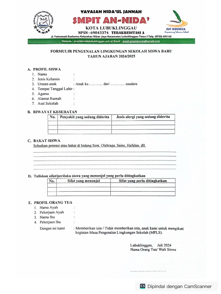 Formulir MPLS, Tatib, Dan Rundown Acara | PDF