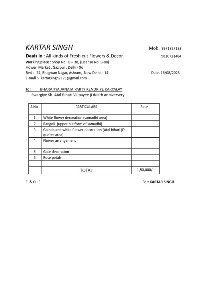 Quotation Bill | PDF