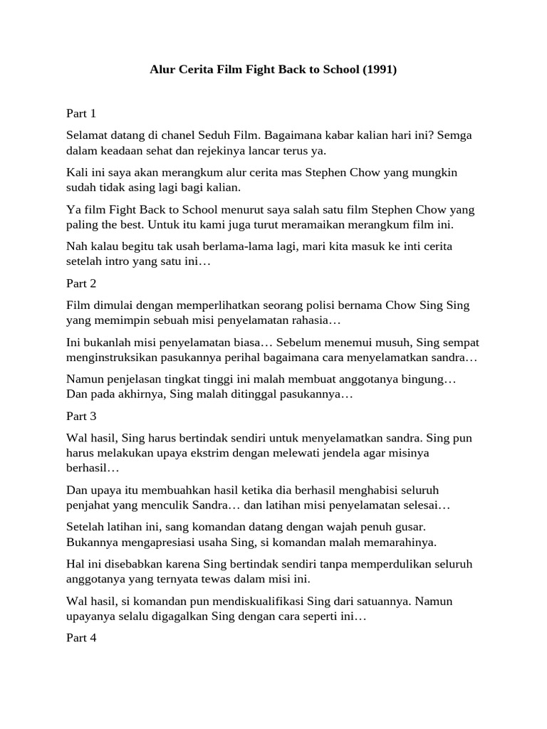 Alur Cerita Film Fight Back To School 1 | PDF