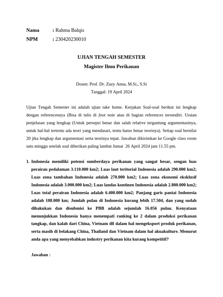 010 - Rahma Balqis - UTS EKONOMI | PDF