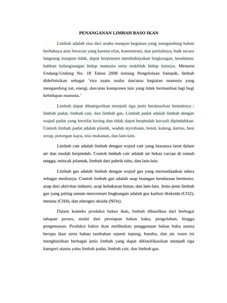 Penanganan Limbah Baso Ikan | PDF