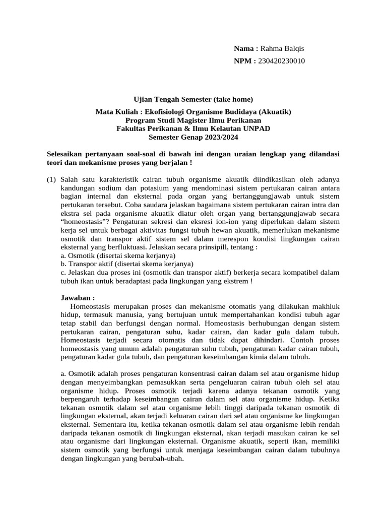 010 - Rahma Balqis - UTS Ekofisiologi | PDF