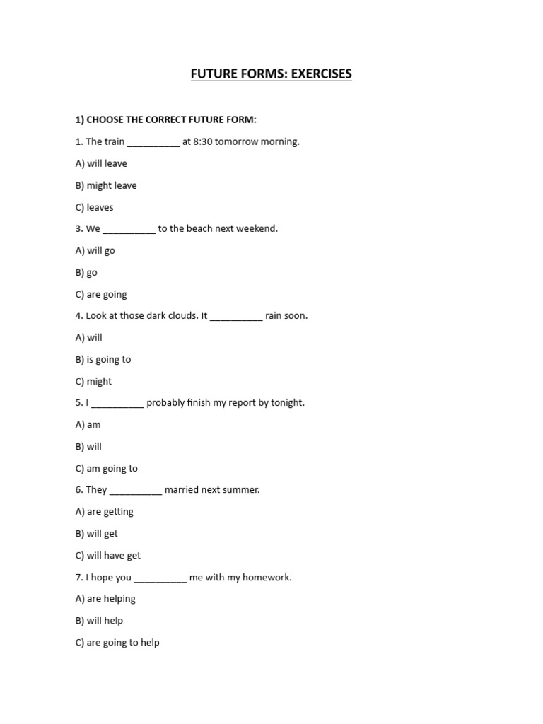 Future Forms Practice 5th Year | PDF