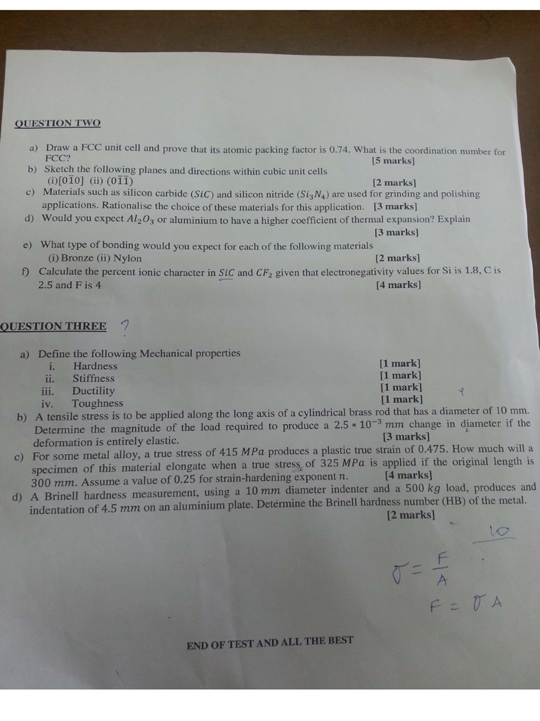 EG 244 Test1 | PDF