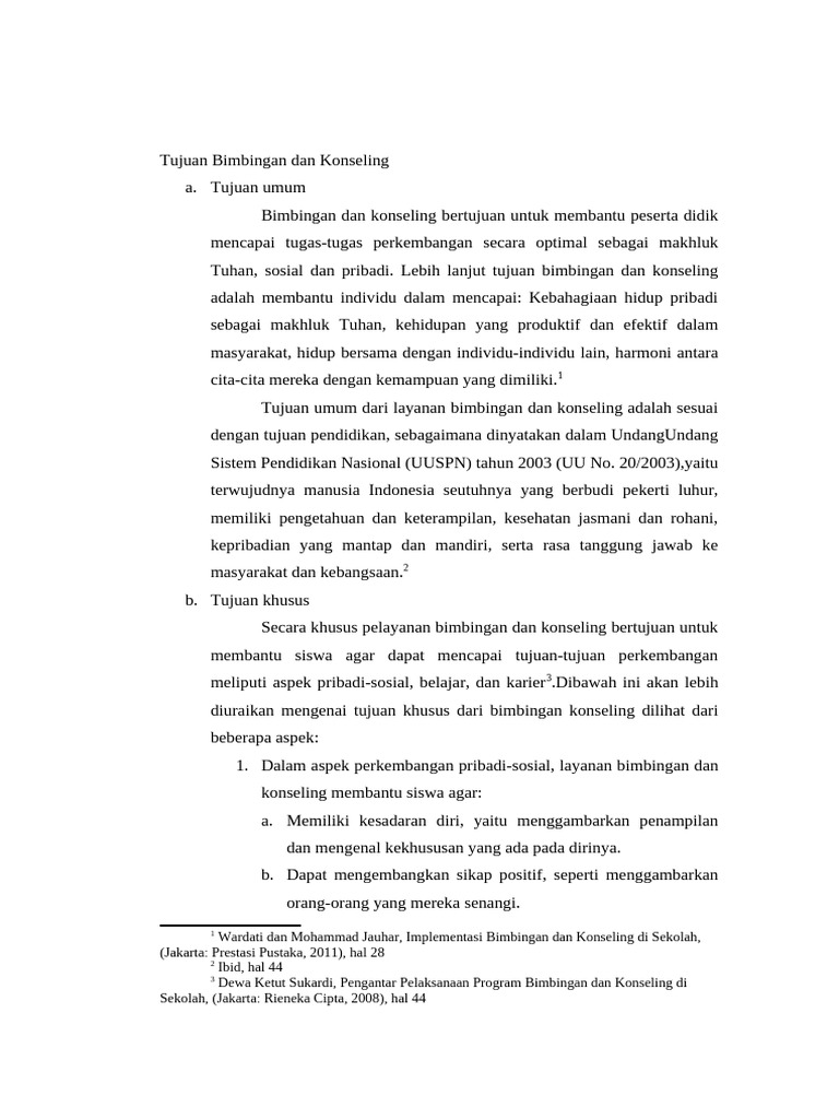 Tujuan Bimbingan Dan Konseling | PDF Tujuan Bimbingan Dan Konseling | PDF