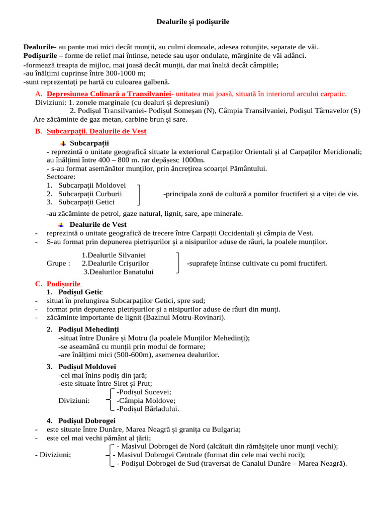 Dealurile Si Podisurile 2023 | PDF