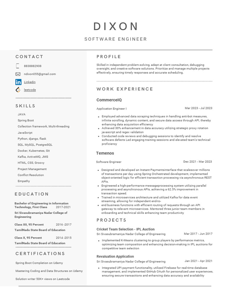 Minimalist White and Grey Professional Resume - 2 | PDF