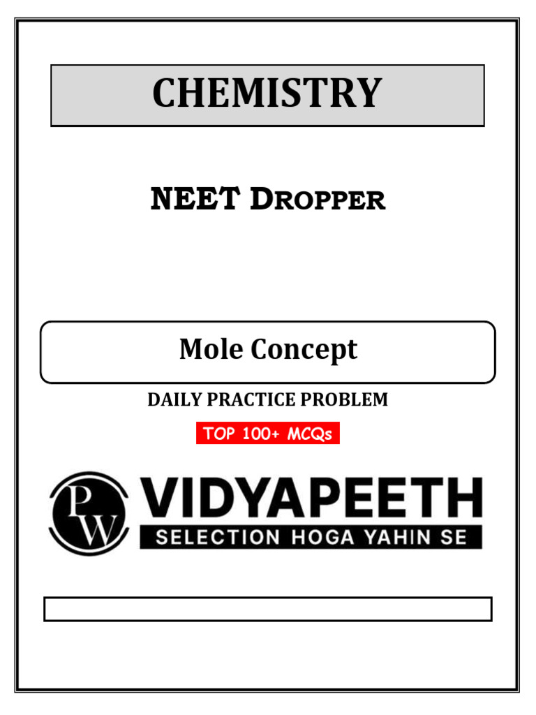 Sampoorn DPP Mole Concept Chemistry NEET Dropper Vishal Rahal Sir | PDF