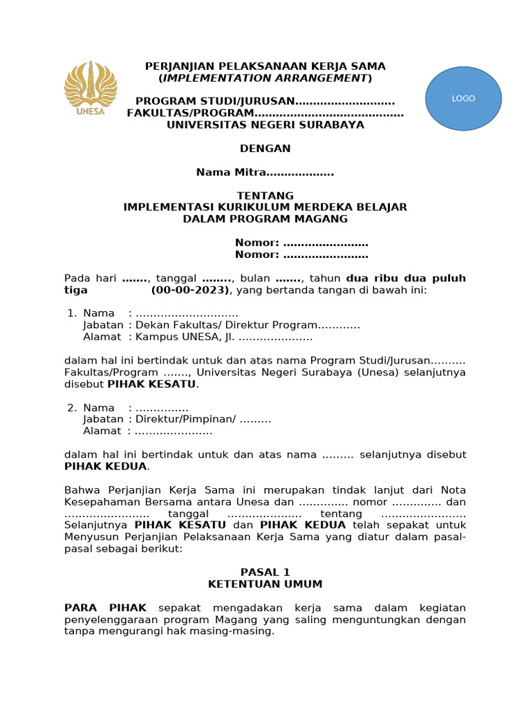 Draf Contoh Ia Magang | PDF