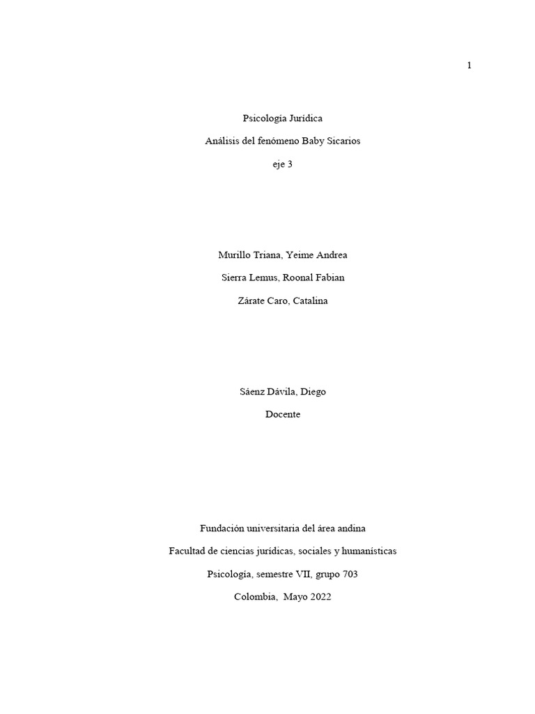 Eje 3 Analisis Del Fenomeno Baby Sicarios | PDF