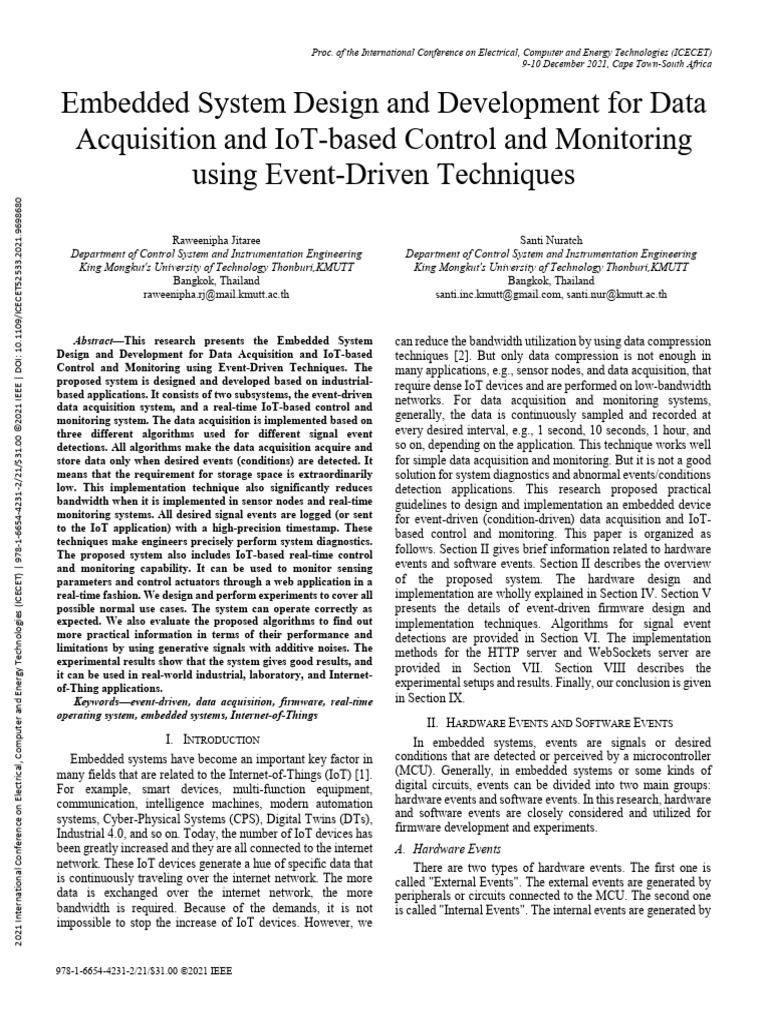 Embedded System Design and Development For Data Acquisition and IoT ...