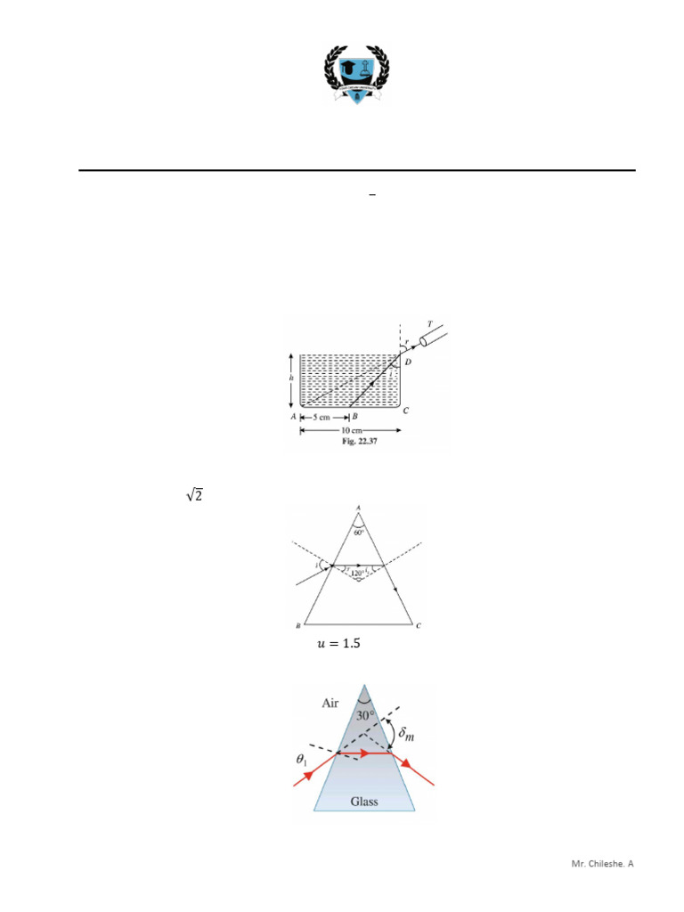 Tutorial Sheet 4 - Light Waves | PDF Tutorial Sheet 4 - Light Waves | PDF