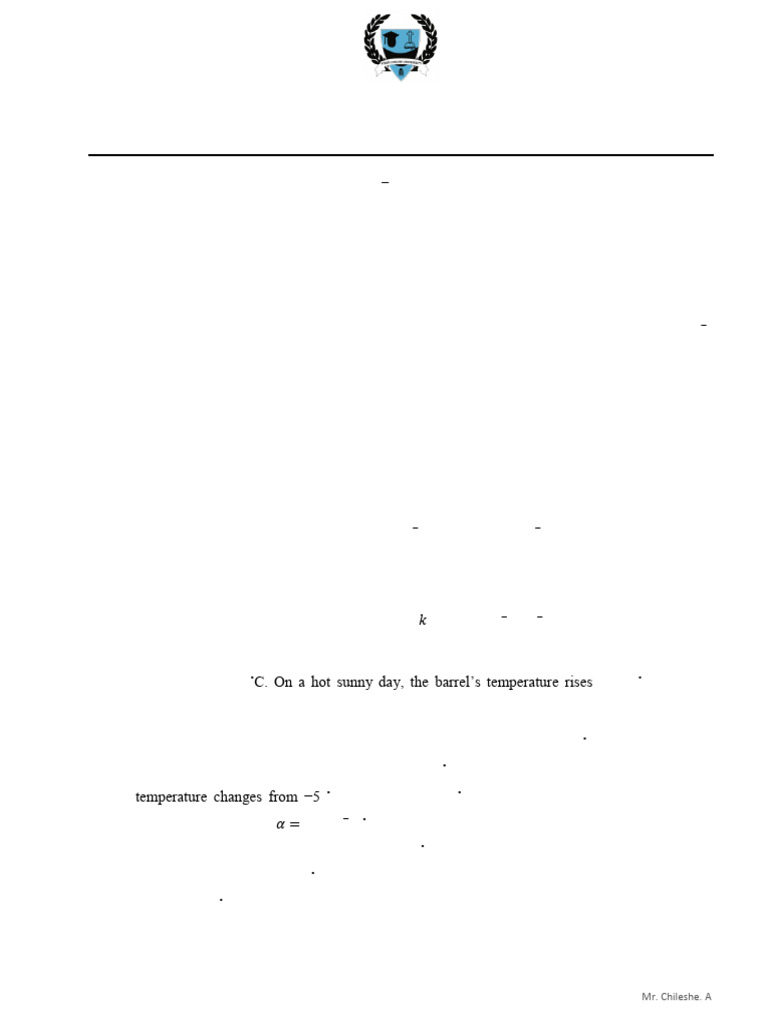 Tutorial Sheet 5 - Temperature & Heat | PDF