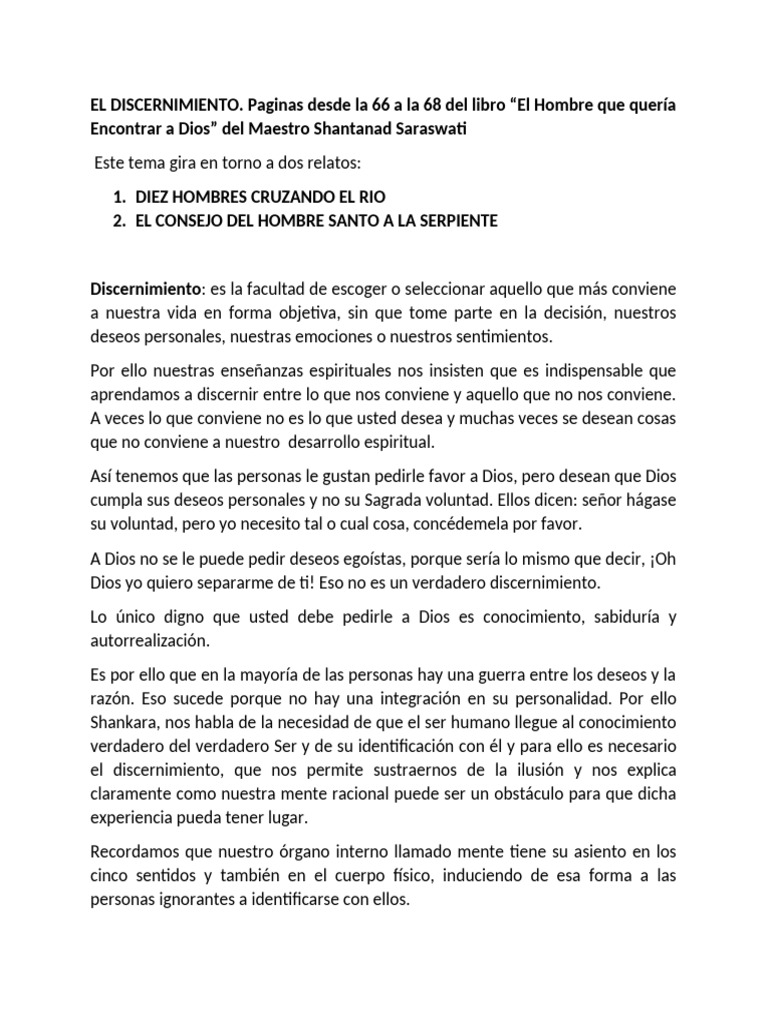 El Discernimiento | PDF