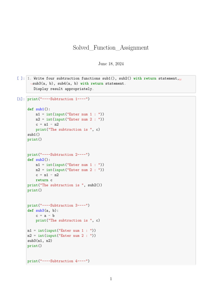 Solved Function Assignment | PDF