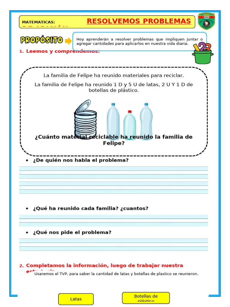 Ficha de Matemáticas Resolvemos Problemas de Adición | PDF